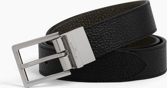 Le Tanneur Wendbarer Herreng&uuml;rtel mit rechteckiger Schnalle aus genarbtem Leder