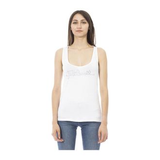 Just Cavalli Tank Top mit Strass-Logo - - Tops - Damen - Wei&szlig; - L