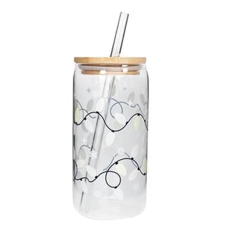 Generico Wiederverwendbare Glasflasche, Farbwechsel, mit Deckel und Stroh, Trinkbecher | Weihnachtstasse f&uuml;r hei&szlig;e Schokolade Milk Kaffee Beer Party Home Celeb