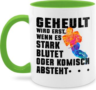 Shirtracer Tasse Tassen 325ml - Geheult wird erst wenn es stark blutet American Football Spruch Geschenke American Football Gifts I - 325 ml - Hellgr&uuml;n