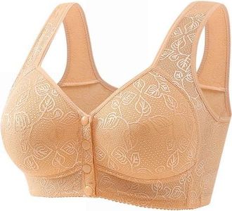 Generic Body Femme Soutien-gorge en dentelle avec boutonni&egrave;re sur le devant, bonnets gainants, bretelles r&eacute;glables, grande taille, kaki, 50