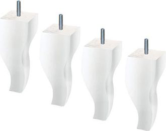 Margit Brandt Royal Louis XV Set 4 Füße für Lattenrost, Holz, Weiß, 5,5 x 5,5 x 18 cm