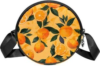 Generic Sac &agrave; bandouli&egrave;re rond pour femme, petit sac &agrave; bandouli&egrave;re orange avec fermeture &eacute;clair, bretelles r&eacute;glables, sac &agrave; main rond d&eacute;contract&eacute; pour femmes 
