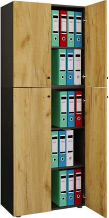 VCM B&uuml;roschrank mit 5 F&auml;chern/moderner Aktenschrank mit Dreht&uuml;ren/Ma&szlig;e ca. B. 70 x H. 184 x T. 40 cm - Lona 5-Fach