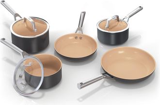 Ninja Extended Life 5-teiliges Keramik-Kochgeschirr-Set (20 & 24 cm Bratpfannen + 16, 18 & 20 cm Töpfe und Deckel), antihaftbeschichtet (ohne PFAs, PFOA, Bl