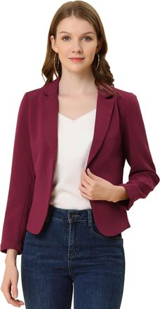Allegra K Damen-Blazer mit offener Vorderseite, f&uuml;r B&uuml;ro, Arbeit, Gesch&auml;ft, Freizeit, Sommer, bauchfrei, leicht, XL