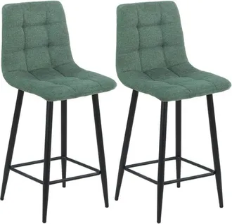 Altobuy ERNEST - Lot de 2 Tabourets de bar Tissu Vert Pieds M&eacute;tal Gris Anthracite