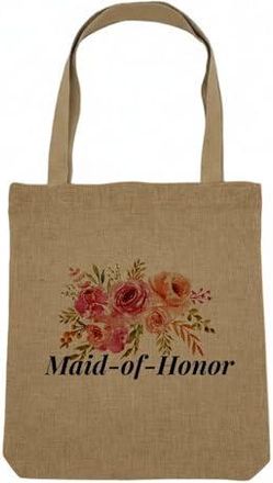 Fabulous Sac Shopping Tote Bag Aspect Lin - Maid of Honor Wedding Bride Watercolor Bouquet - Sac de Courses Toile Epaisse 360g Beige Naturel Cabas Port&eacute; Epaule