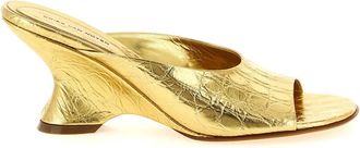 Dries Van Noten Femme, Chaussures, Jaune, Taille: 39 EU Mules en cuir lamin&eacute; gaufr&eacute;