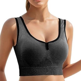 Generic Soutien-gorge de sport long sans armatures rembourr&eacute; avec soutien moyen pour yoga, gym, course &agrave; pied, entra&icirc;nement 2026, Noir, Taille unique