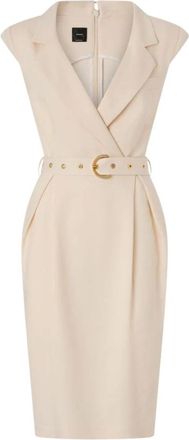 Pinko Pinko, Femme, Robes, Beige, Taille: 38 FR Robe Midi Portefeuille avec Ceinture