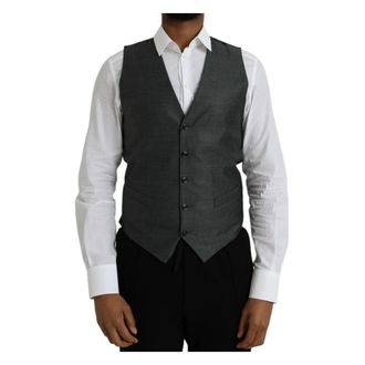 Dolce & Gabbana Graue Wolle Formelle Kleid Weste - - Suits - Herren - Grau - M