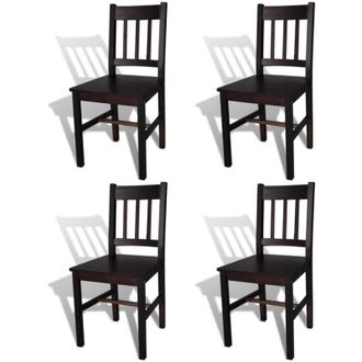 vidaXL Vidaxl - Chaises &agrave; manger lot de 4 marron fonc&eacute; pin&egrave;de