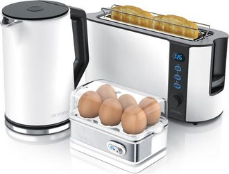Arendo Arendo Fr&uuml;hst&uuml;cks-Set in wei&szlig; - Wasserkocher / Toaster / Eierkocher