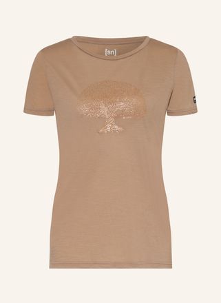 super.natural T-Shirt Tree Of Knowledge Mit Merinowolle beige