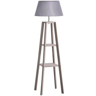 HOMCOM Lampadaire design contemporain 2 &eacute;tag&egrave;res int&eacute;gr&eacute;es 40 W max. dim. 45L x 45l x 148H cm pin lin gris
