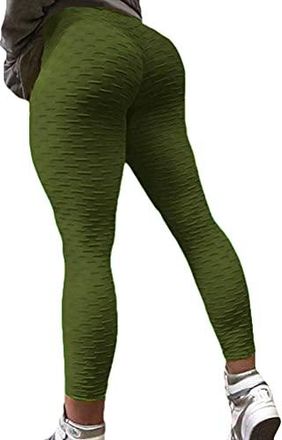 ORANDESIGNE Legging Femme Pantalon de Sport Yoga Fitness Gym Pilates Taille Haute Vert Fonc&eacute; XXL