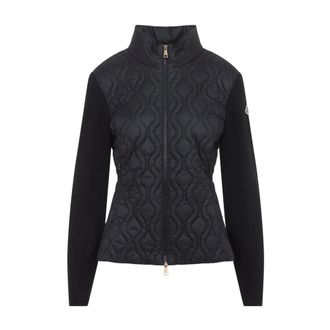 Moncler Gesteppte Rei&szlig;verschluss-Strickjacke - - Jackets - Damen - Schwarzk - L