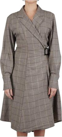 Kiton Femme, Robes, Gris, Taille: 38 FR Carreaux et motifs &agrave; carreaux r&eacute;guliers 100 % faits main