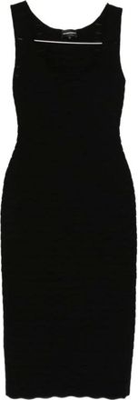 Emporio Armani Femme, Robes, Noir, Taille: 44 FR Ribbed Knit Midi Dress