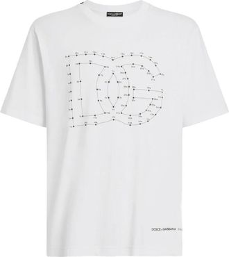 Dolce & Gabbana Homme, Tops, Blanc, Taille: L T-shirt en coton &agrave; col rond
