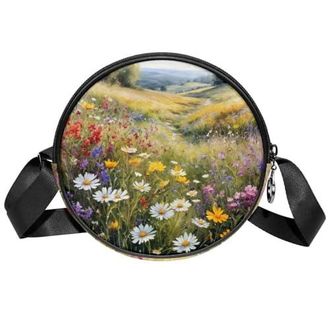 Generic Petit sac &agrave; bandouli&egrave;re rond pour femme, sac &agrave; bandouli&egrave;re avec fermeture &eacute;clair, bretelles r&eacute;glables, style d&eacute;contract&eacute; pour femmes et filles