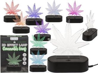 Out of the Blue 3D Lampe Cannabisblatt, mehrfarbig, ca. 20 cm