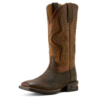 Ariat Mens Captivate Wide Square Toe Western Boots in Dark Brown Peanut Butter, D Medium Width, Size 41.5, by Ariat