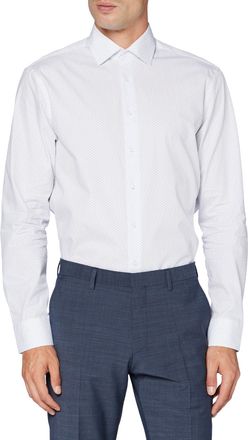 Seidensticker Herren Regular Langarm Print Allover Business Hemd, Hellblau, 43