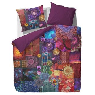 Essenza Bettwäsche Delhi Purple Lila Mandala Patchwork Wendeoptik Satin, Größe:135 cm x 200 cm
