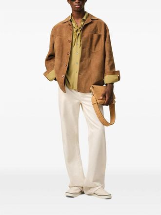Ami Goat Suede Leather Shirt - Brown