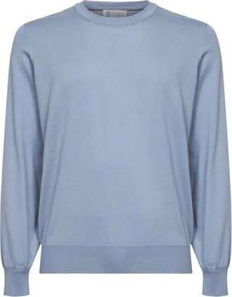 Brunello Cucinelli Homme, Pulls, Bleu, Taille: 2XL Pull Ras du Cou