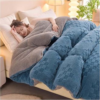 Generic Dicke Bettdecke Aus Lammkaschmir F&uuml;r Den Winter, Dicker flauschig Warmer Pl&uuml;sch Winterdecke, Bettw&auml;sche, Design, Flauschig Weiches Hygroskopisch Atmun