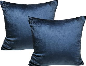 JACK 2er Set Teddy Flausch Kissenhülle Kissenbezug Dekokissen flauschig kuschlig weich, Farbe:Blau, Größe:50 x 50 cm