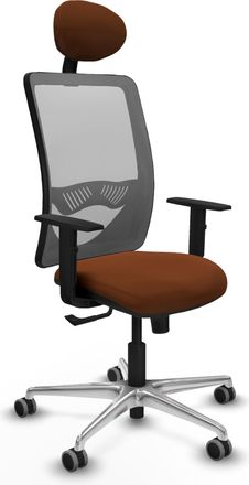 Piqueras y Crespo B&uuml;rostuhl, ideal zum Arbeiten mit 1D-Armen, h&ouml;henverstellbare Lendenwirbelst&uuml;tze und festes Kopfteil, ausgestattet mit 3 Positionen, Grau/Braun