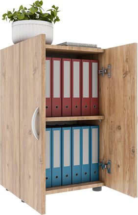 VCM B&uuml;roschrank mit 2 F&auml;chern | moderner Aktenschrank mit Dreht&uuml;ren | Ma&szlig;e ca. H. 74 x B. 49 x T. 34 cm - Ulas 2-Fach