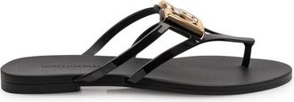 Dolce & Gabbana Femme, Chaussures, Noir, Taille: 36 EU Logo Flip-Flop
