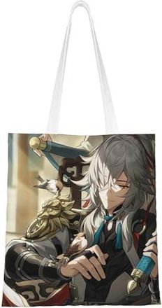 Generic 40.6 X 38.0 cm Canvas Totes Hand Shopping Bag With Honkai Star Rail All Roles Print Impression For Daily Shopping Shoulder Bag