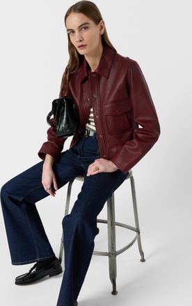 Gerard Darel Veste courte en cuir bordeaux - NOEVE - Bordeaux
