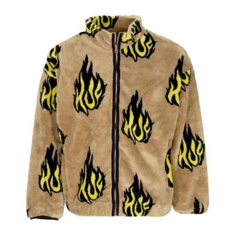 HUF Sherpa Fleece Rei&szlig;verschluss Jacke Hoher Kragen - - Sweatshirts & Hoodies - Herren - Mehrfarbig - S