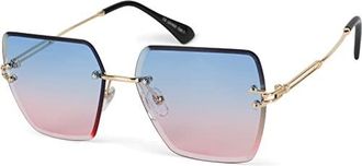 styleBREAKER Lunettes de soleil pour femmes sans monture avec verres rectangulaires teintés, monture métallique, coupe diamant 09020124, couleur:Monture or/verre b
