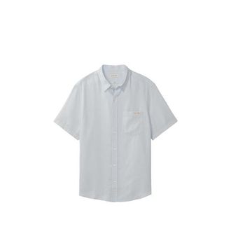 Calvin Klein Chemise droite manches courtes en lin m&eacute;lang&eacute;