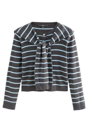 Next Rundhalspullover Cardigan mit Rundhalsausschnitt und Schal (1-tlg)