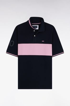 Eden Park Polo &Agrave; Manches Courtes En Piqu&eacute; Coton Rose Bande Contrast&eacute;e Coupe D&eacute;contract&eacute;e
