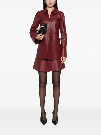 By Malene Birger Lambskin Collared Shirt - Red