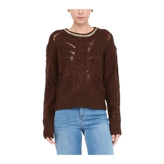Liu Jo Rundhals-Strickware mit Strasssteinen - - Knitwear - Damen - Braun - S