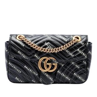 Gucci Pre-owned Bedruckte Leder Umh&auml;ngetasche - - Pre-owned - Damen - Schwarzk - ONE SIZE