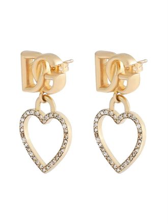 Dolce & Gabbana Heart and Logo Stud Earrings - Gold