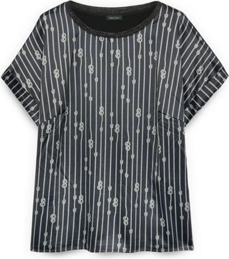 Fiorella Rubino Femme, Tops, Noir, Taille: 40 FR T-Shirt Bicolore Motif
