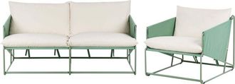 Beliani Gartensofa Set 3-Sitzer PONTE Metall Gr&uuml;n